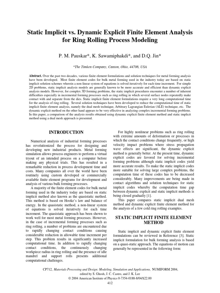 Pauskar2004 | PDF | Finite Element Method | Rolling (Metalworking)