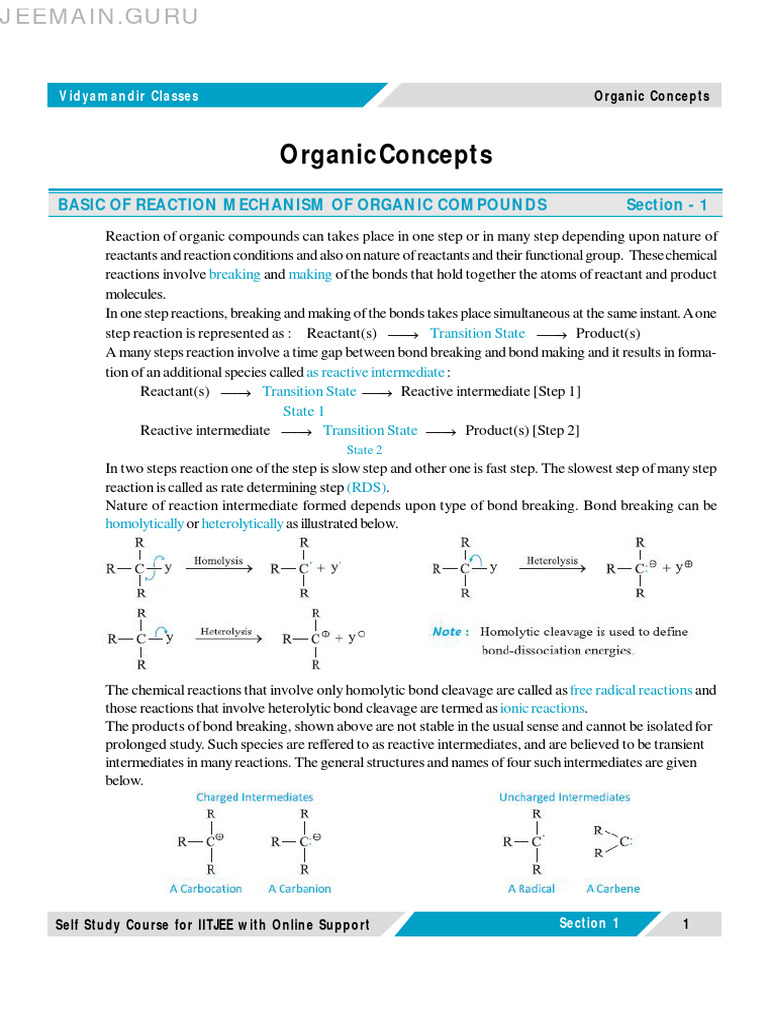 Organic Concepts Jeemain - Guru | PDF | Chemical Reactions | Chemistry