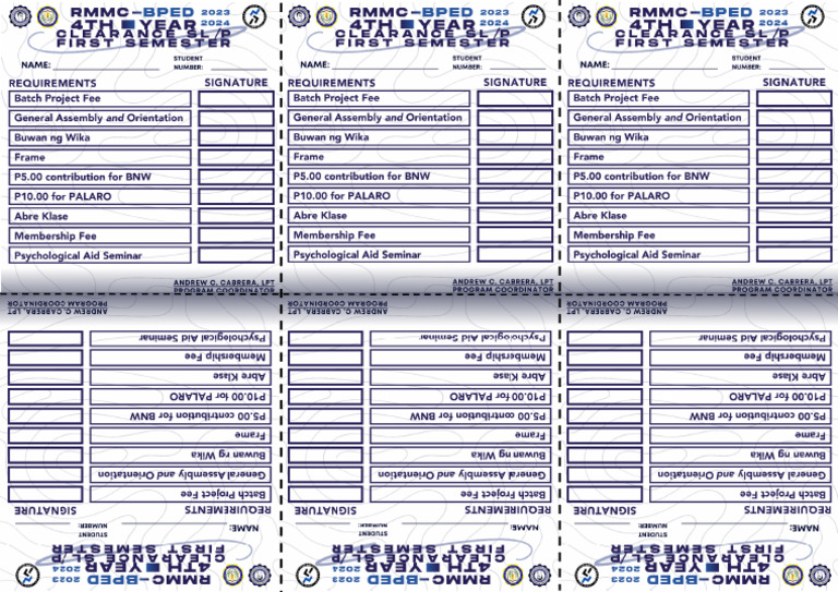 4th Year Clearance Slip A4 | PDF
