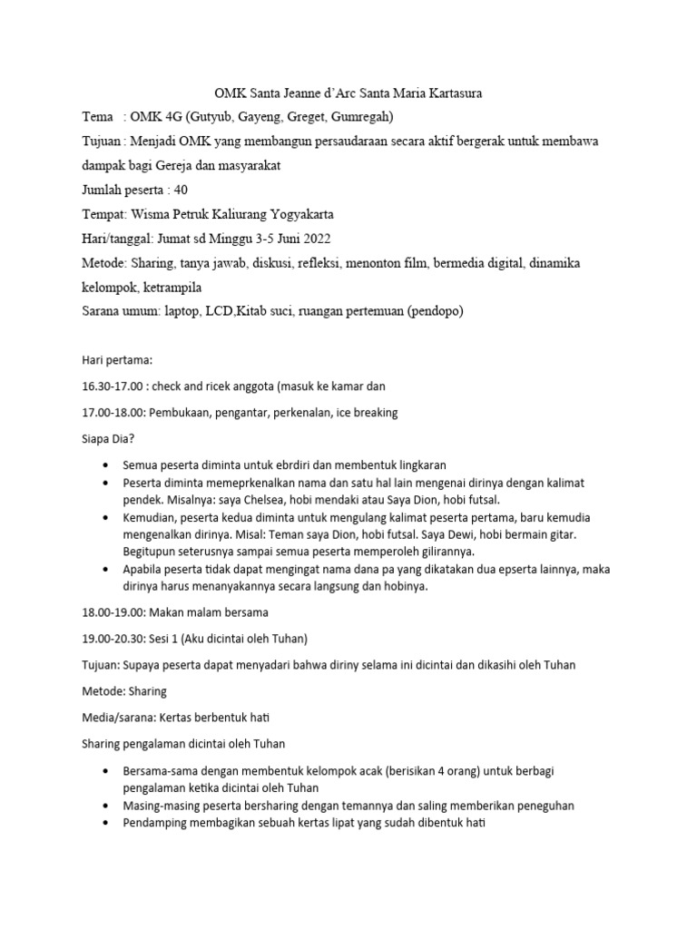 Retret OMK Kelompok 8 | PDF