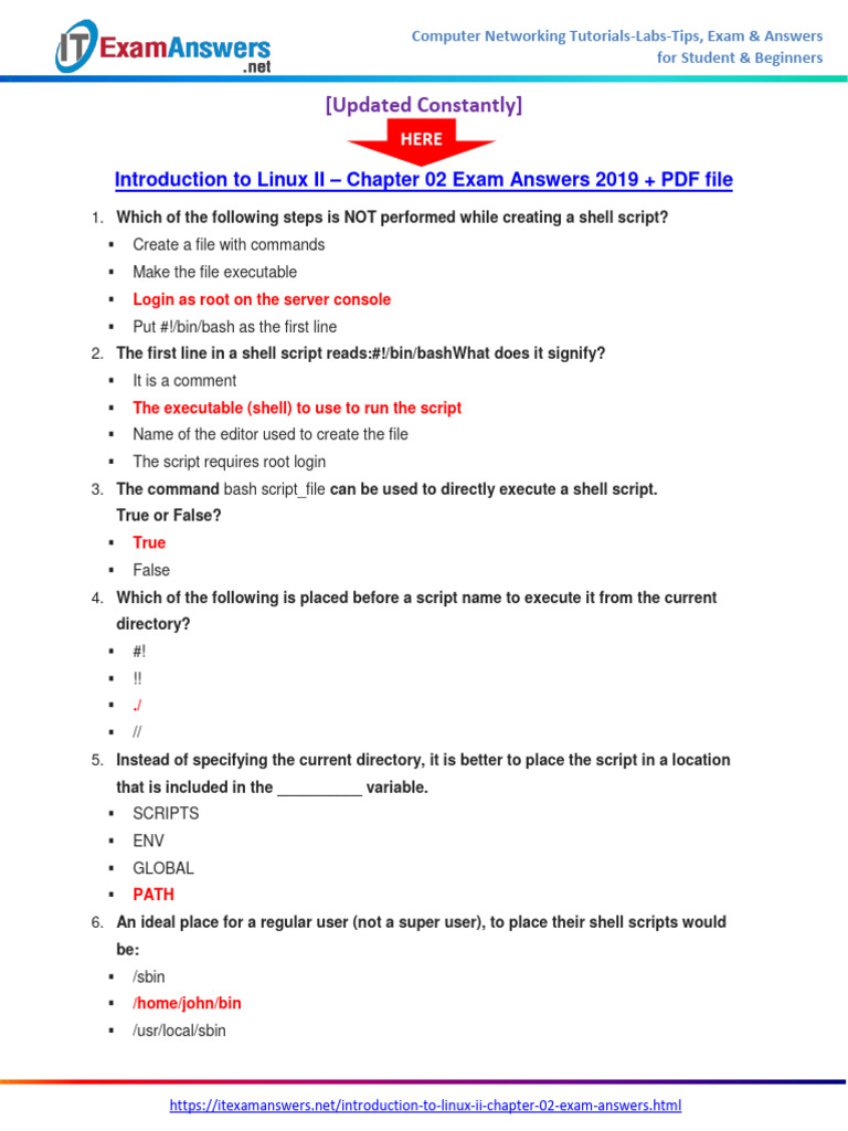 Introduction To Linux II - Chapter 02 Exam Answers | PDF | Computer ... Introduction To Linux II - Chapter 02 Exam Answers | PDF | Computer ...