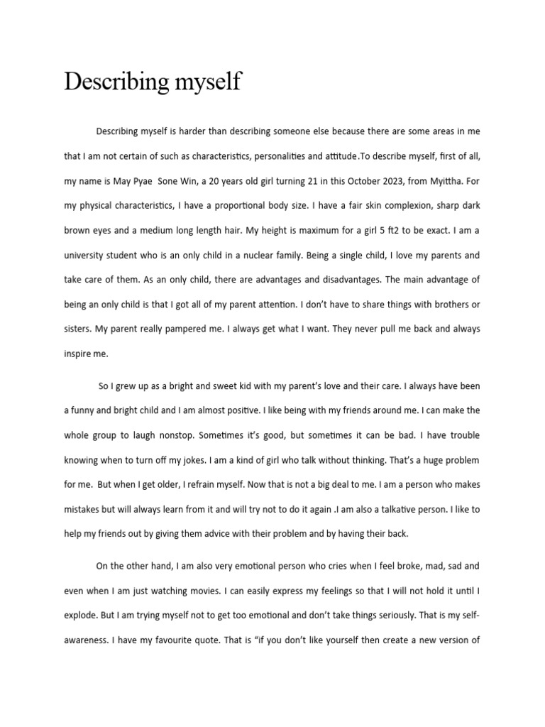 Describing Myself | PDF | Psychological Concepts | Behavioural Sciences