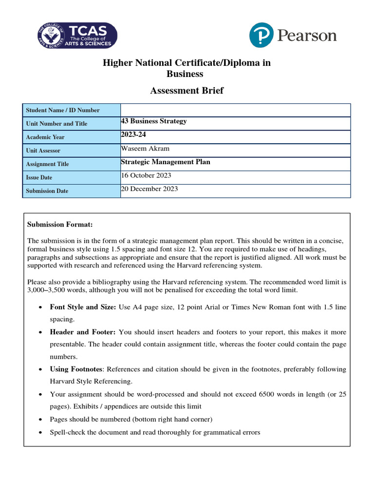 Assignment Brief Unit 43-Business Strategy | PDF | Strategic Management ... Assignment Brief Unit 43-Business Strategy | PDF | Strategic Management ...