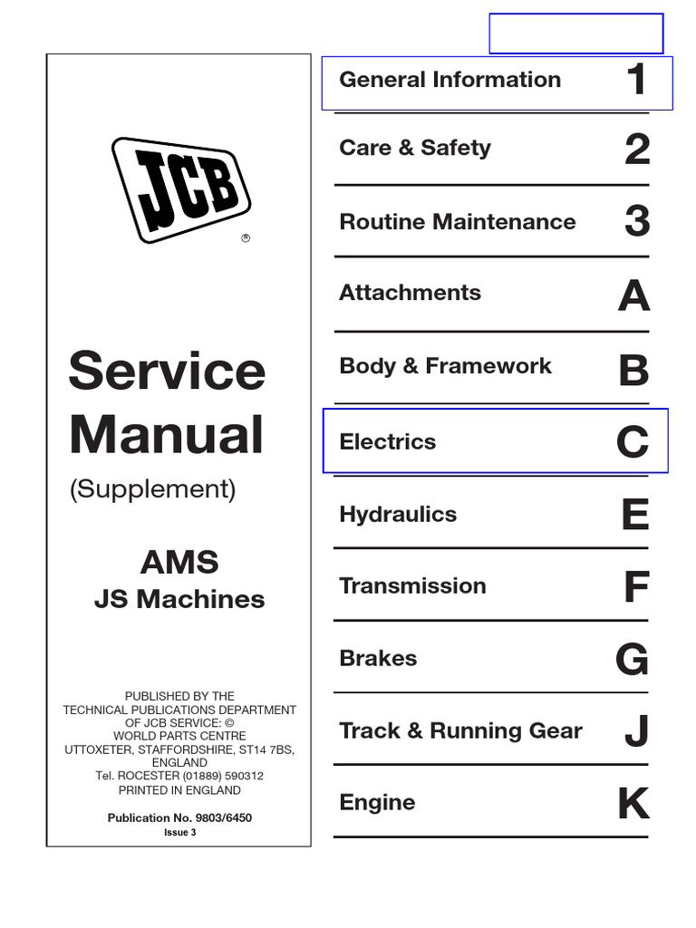 JCB A.M.S Service Manual Supplement | PDF | Machines | Manual Transmission