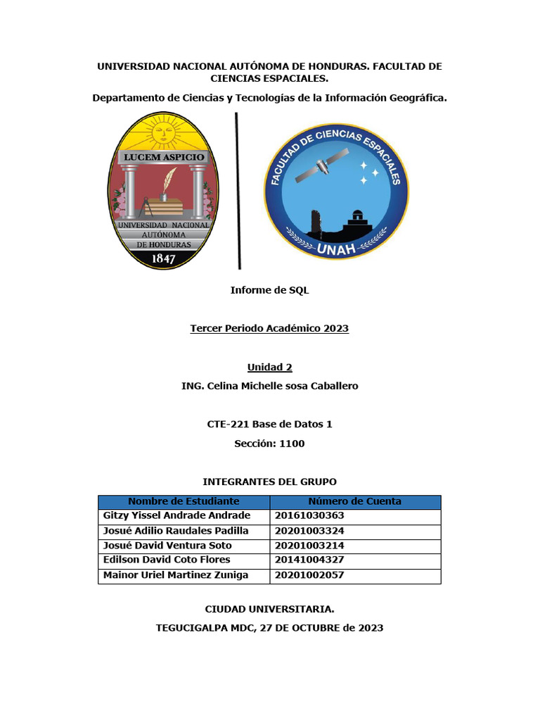 CTE 221 Informe SQL | PDF | SQL | Bases de datos