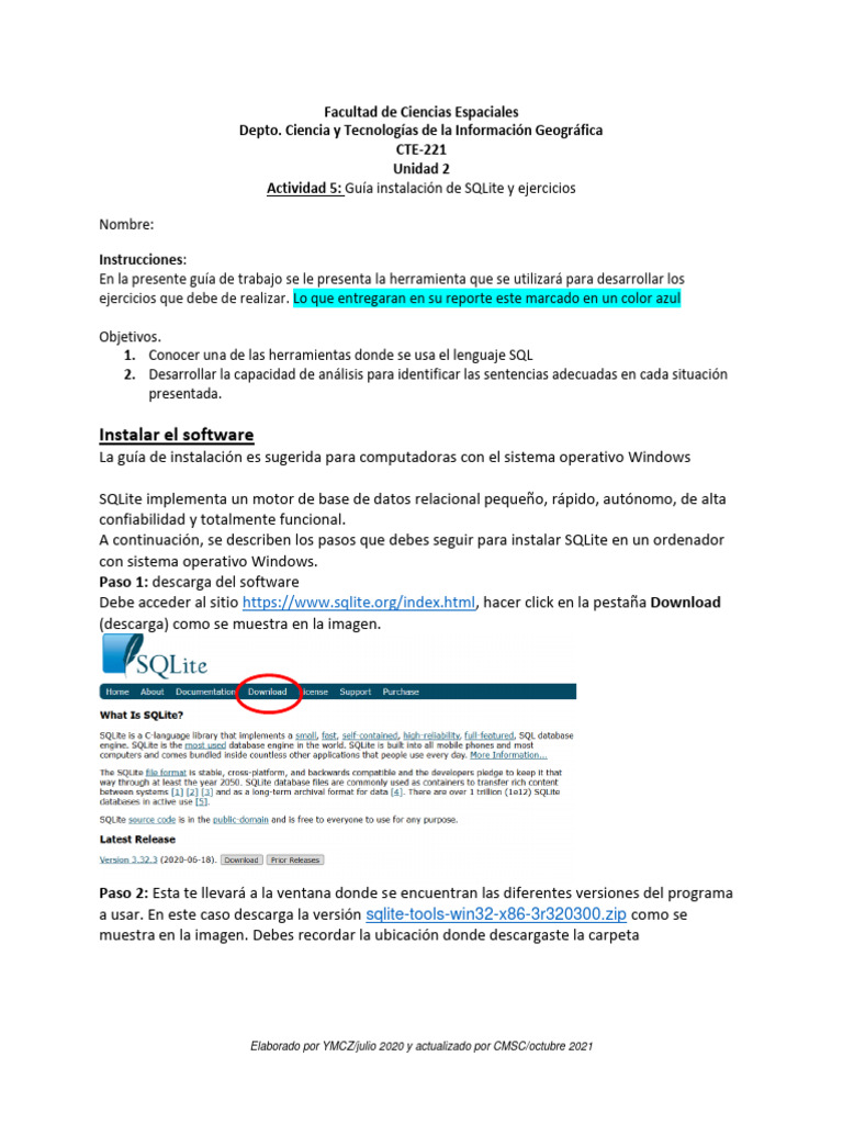 Ejercicio SQLite | PDF | SQL | Archivo de computadora