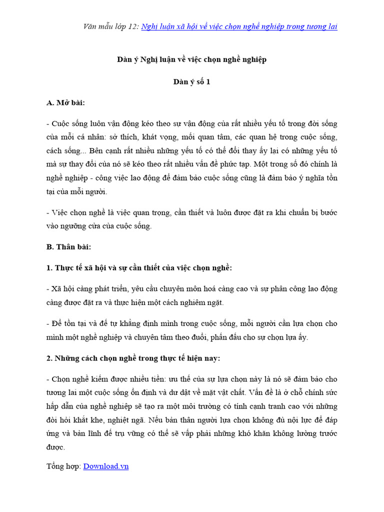 Nghi Luan Ve Chon Nghe Nghiep Trong Tuong Lai | PDF
