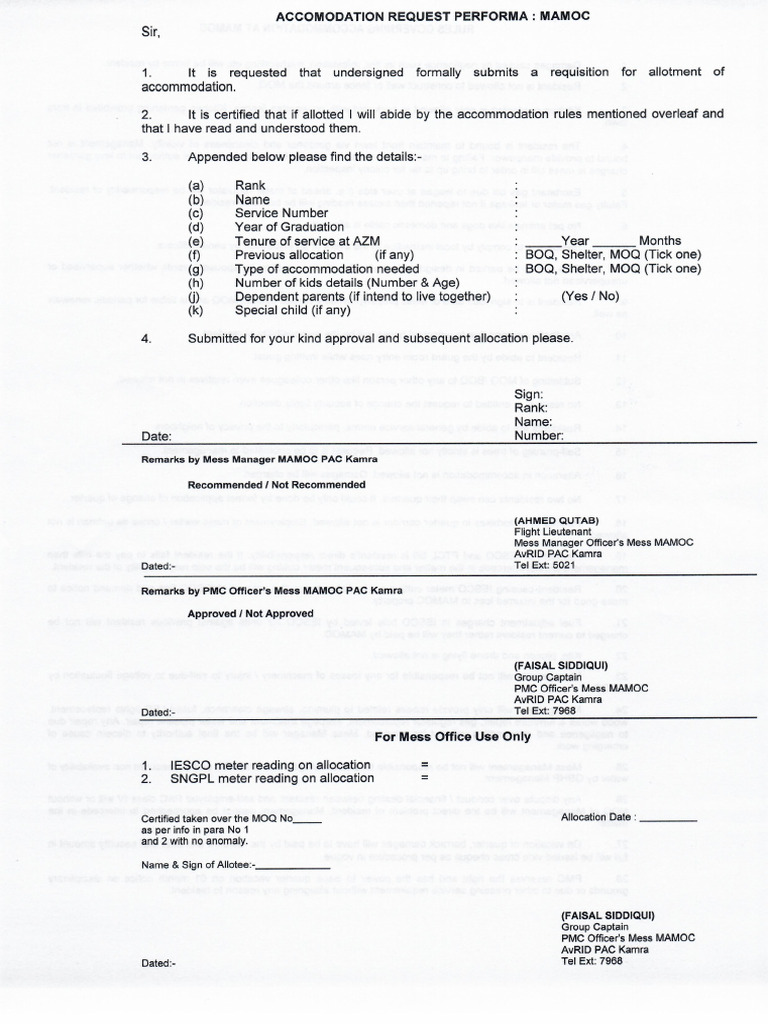 Accomodation Request Performa | PDF