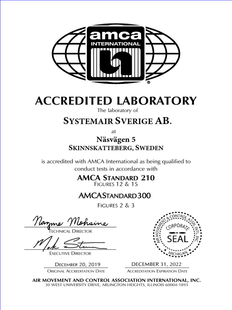 AMCA - 210 300 Sweden 2022 | PDF