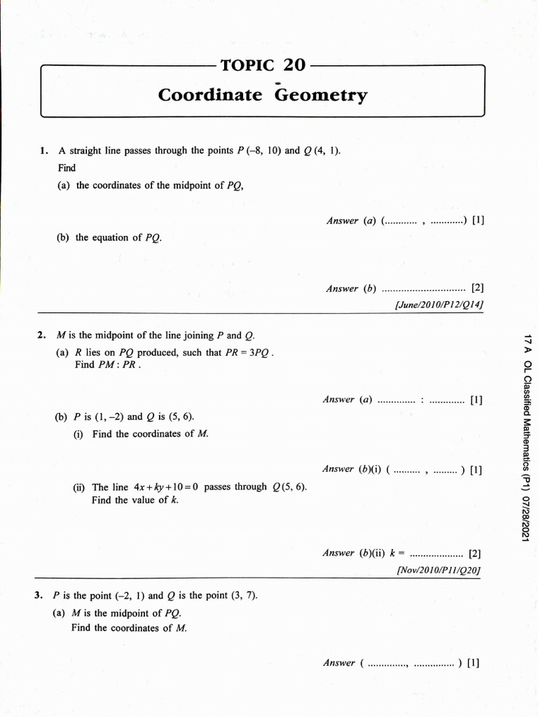Coordinate Geometry (Upto 2023) | PDF | Circle | Elementary Geometry