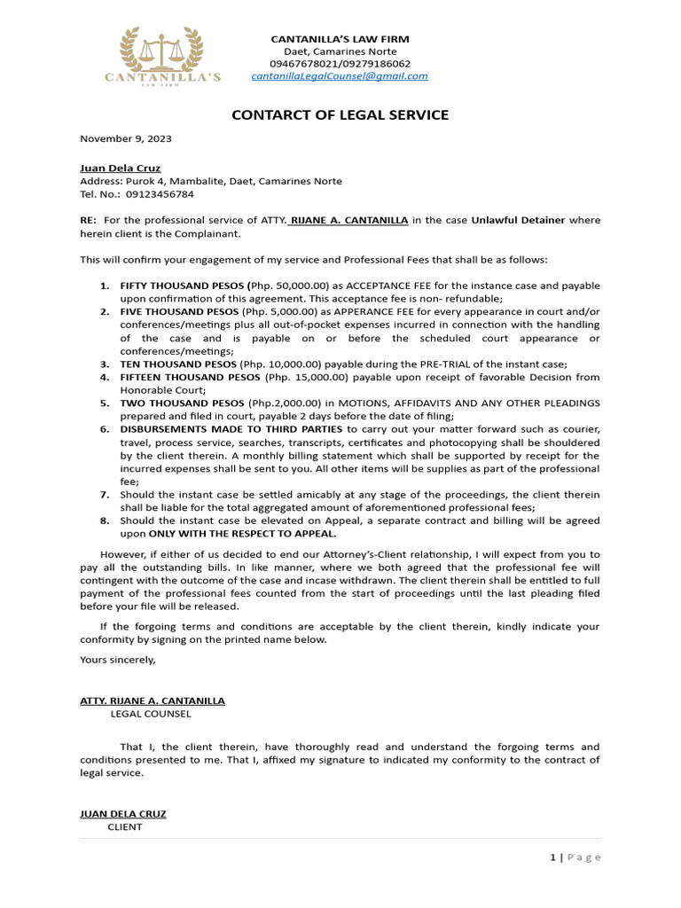 Contarct of Legal Service | PDF | Justice | Crime & Violence