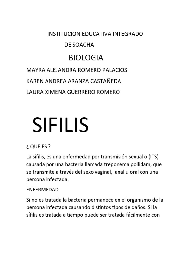 SIFILIS | PDF | Infección transmitida sexualmente | Inmunología