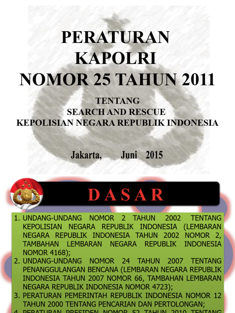 Perkap 25 Tahun 2010 Tentang Sar | PDF