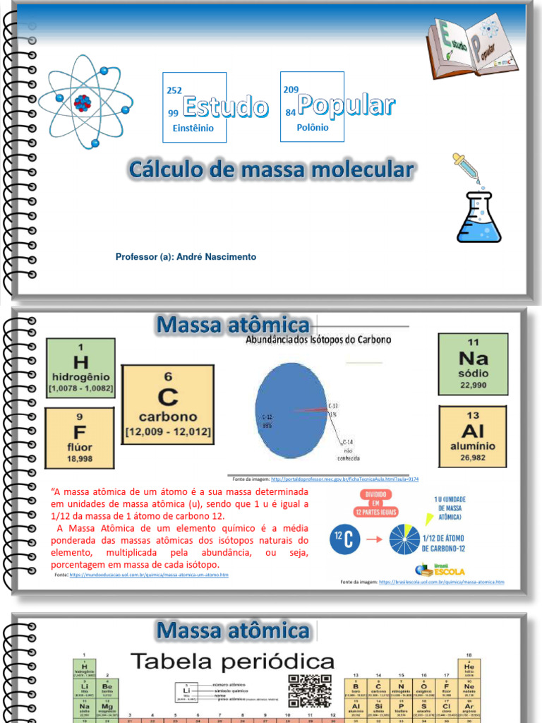 Cálculo de massa molecular | PDF | Massa molecular | Mol (unidade)
