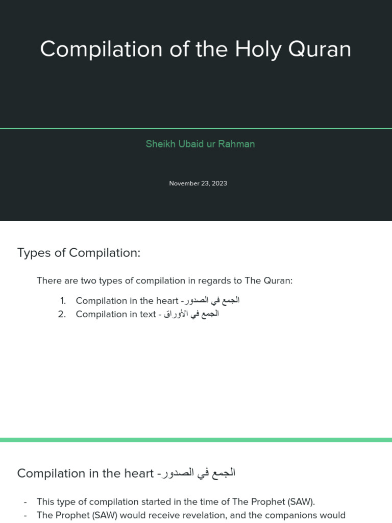 Types of Quran Compilation Explained | PDF | History | Religion ...