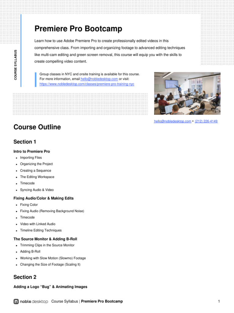 Premiere Pro Bootcamp Syllabus | Download Free PDF | Video | Film And ...