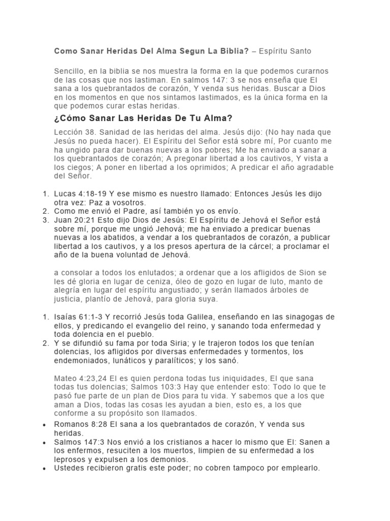 Sanar Heridas del Alma según la Biblia | PDF | Pecado | Cristo (título)