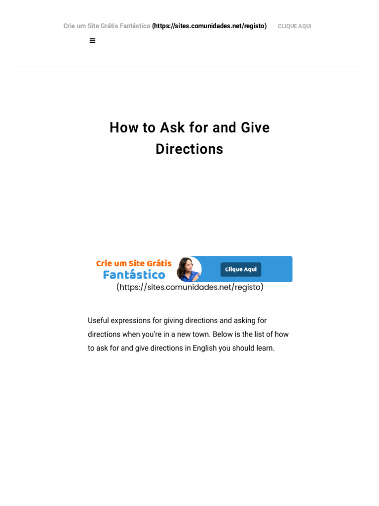 How To Ask For and Give Directions | PDF | English Language | English ...