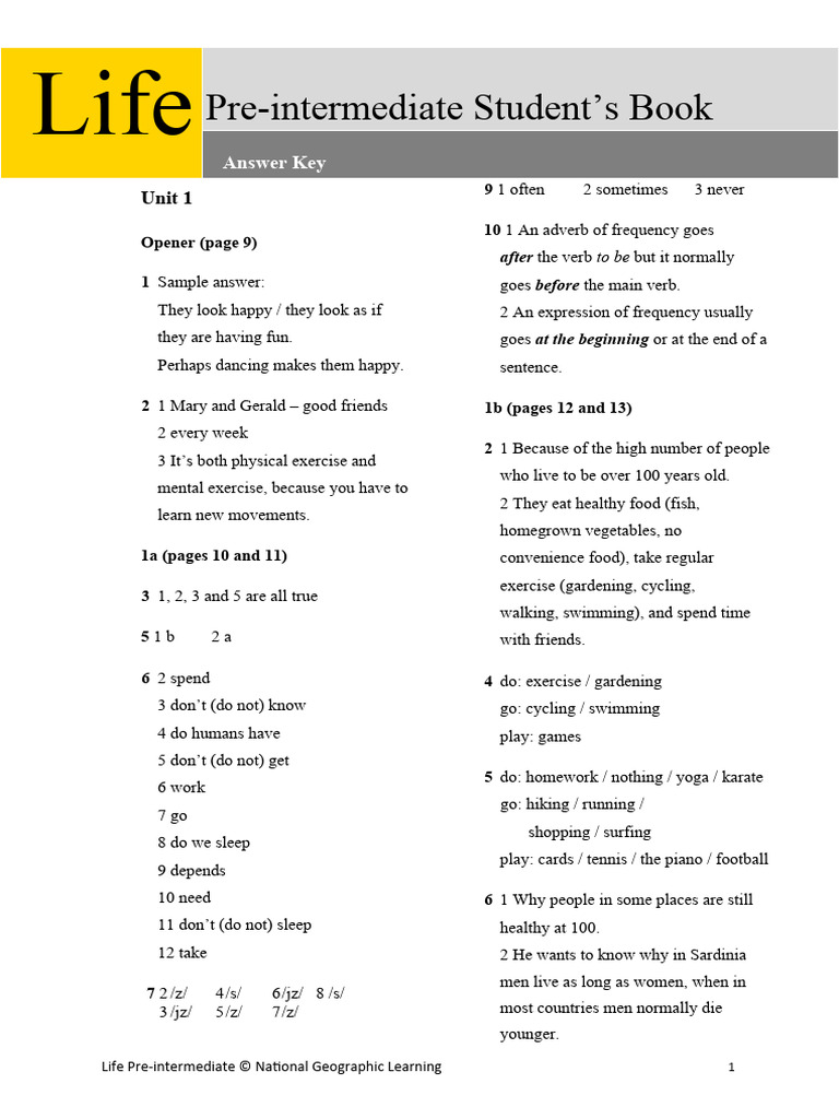 Students Book Answer Key Pdf Plastic Metals