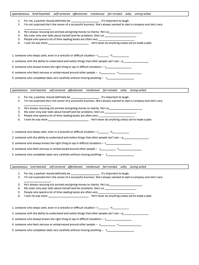 Focus 4 Unit 2 Personality | PDF