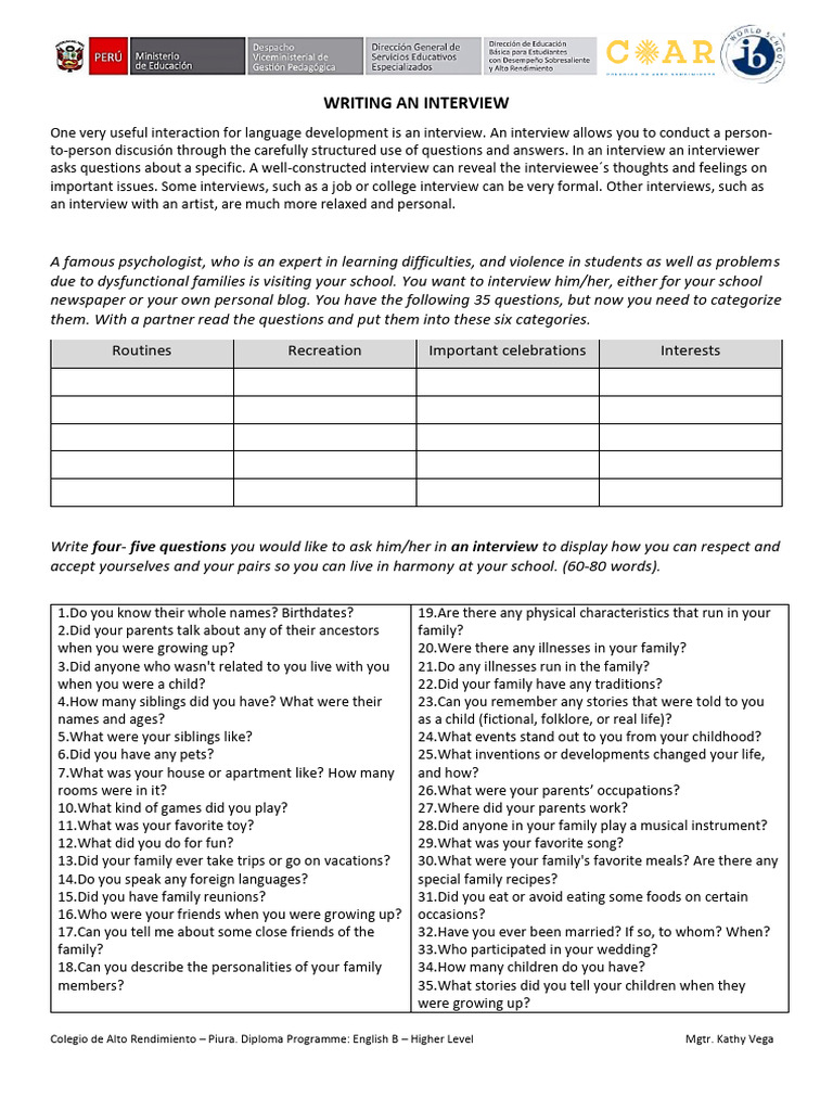 Writing Unit 7 - Interview | PDF | Sibling | Behavioural Sciences