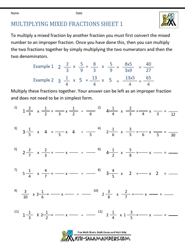 Multiplying Mixed Fractions 1 | PDF | Division (Mathematics) | Signal Processing
