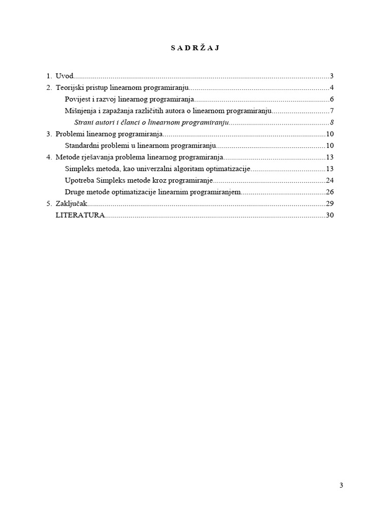 Seminarski Rad - Linearno Programiranje - Prijedlog Sadržaja | PDF