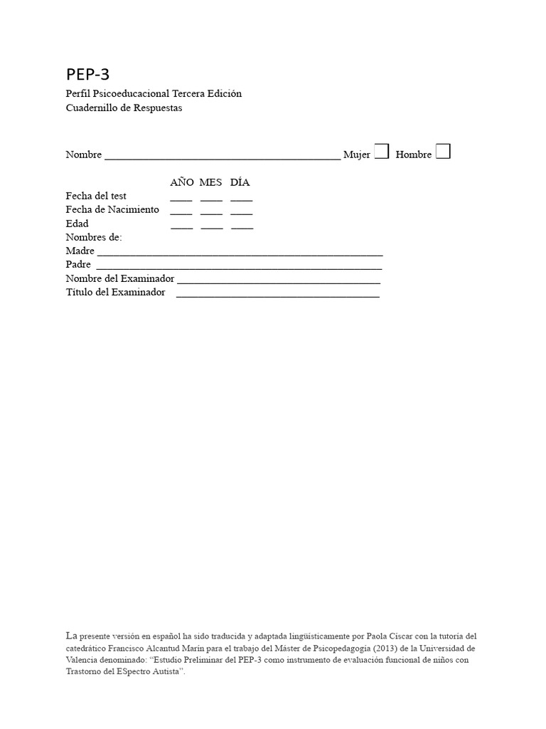PEP-3 Cuadernillo Respuestas | PDF | Salud y bienestar