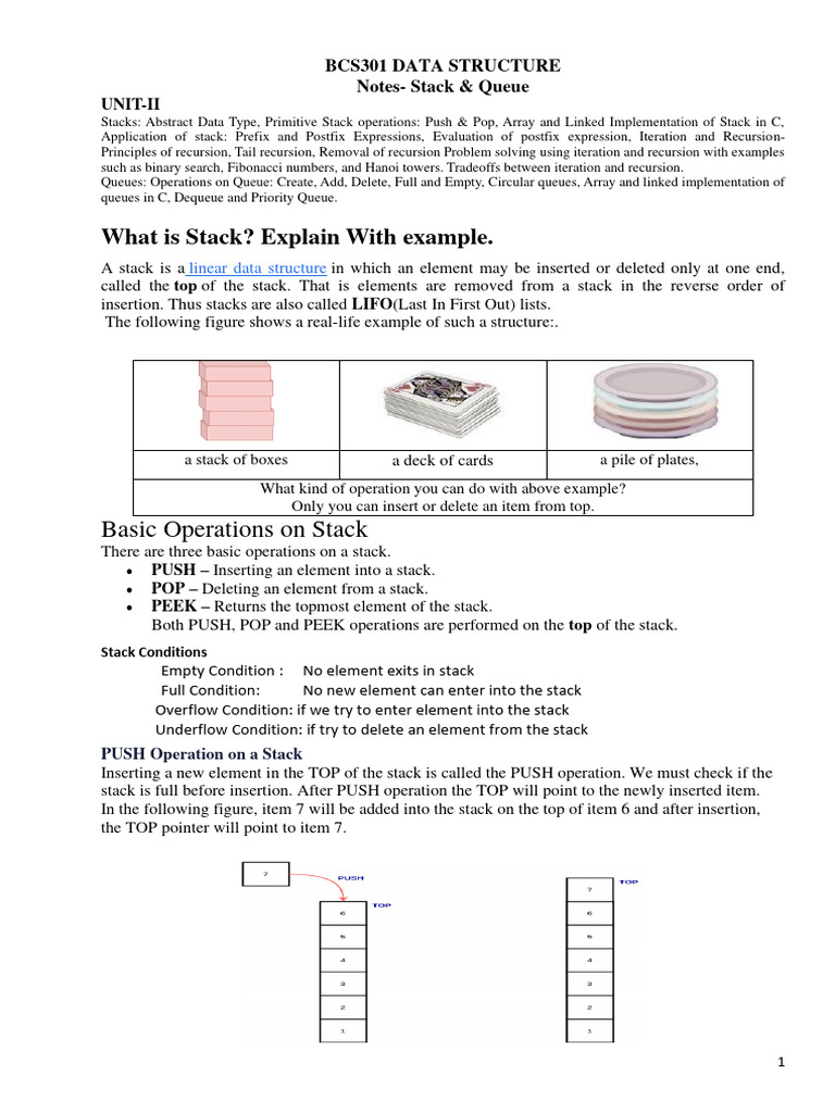 Unit 2 Notes Stack Queue Dkpj 1 Pdf Queue Abstract Data Type Software Development