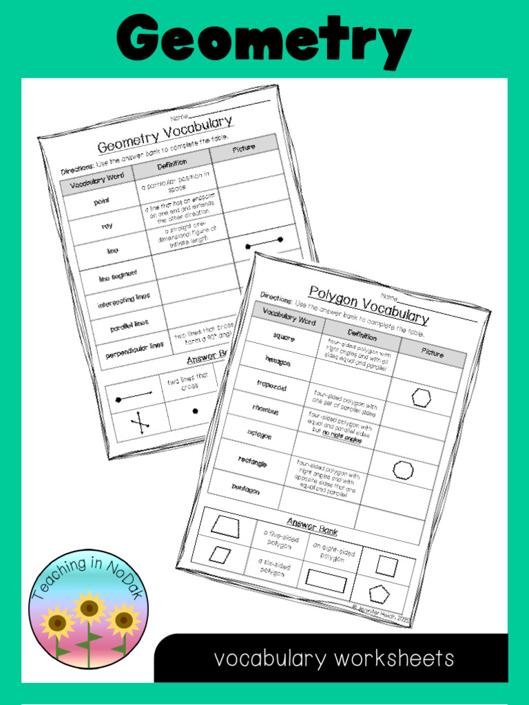 Vocabulary Worksheets | PDF | Line (Geometry) | Geometry