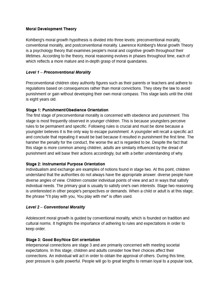 Moral-Development Theory | PDF | Morality | Social Psychology