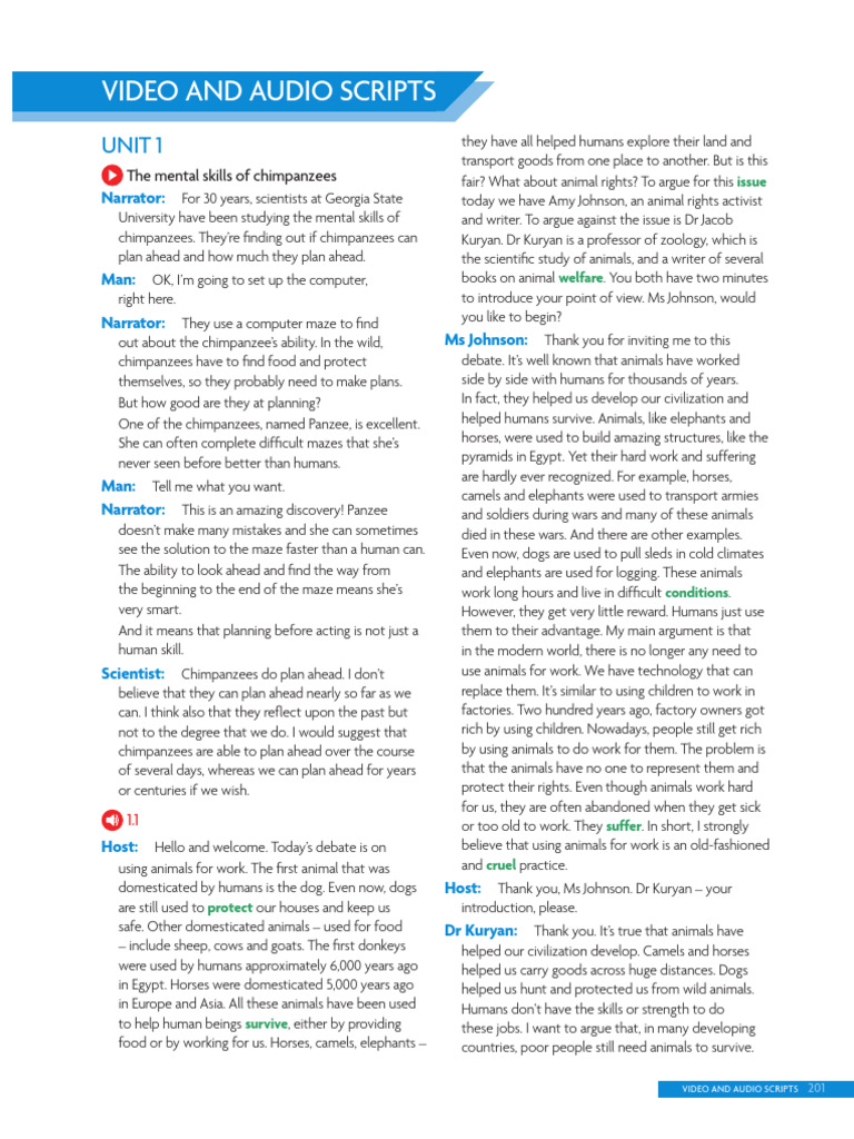 Unlock 2e L3 Listening and Speaking Scripts | PDF | Polar Bear | Zoo