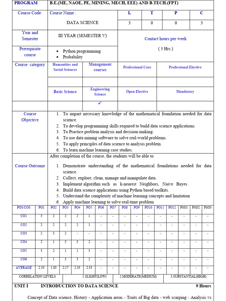 Data Science Syllabus | PDF | Machine Learning | Science