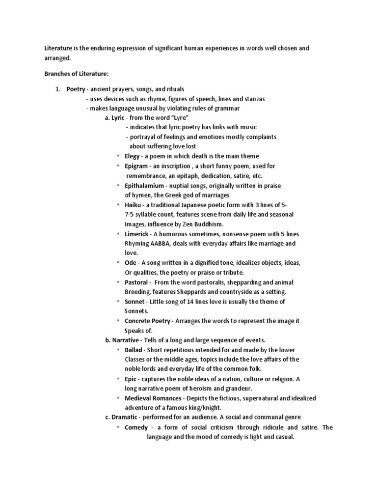 Branches of Literature | PDF | Poetry