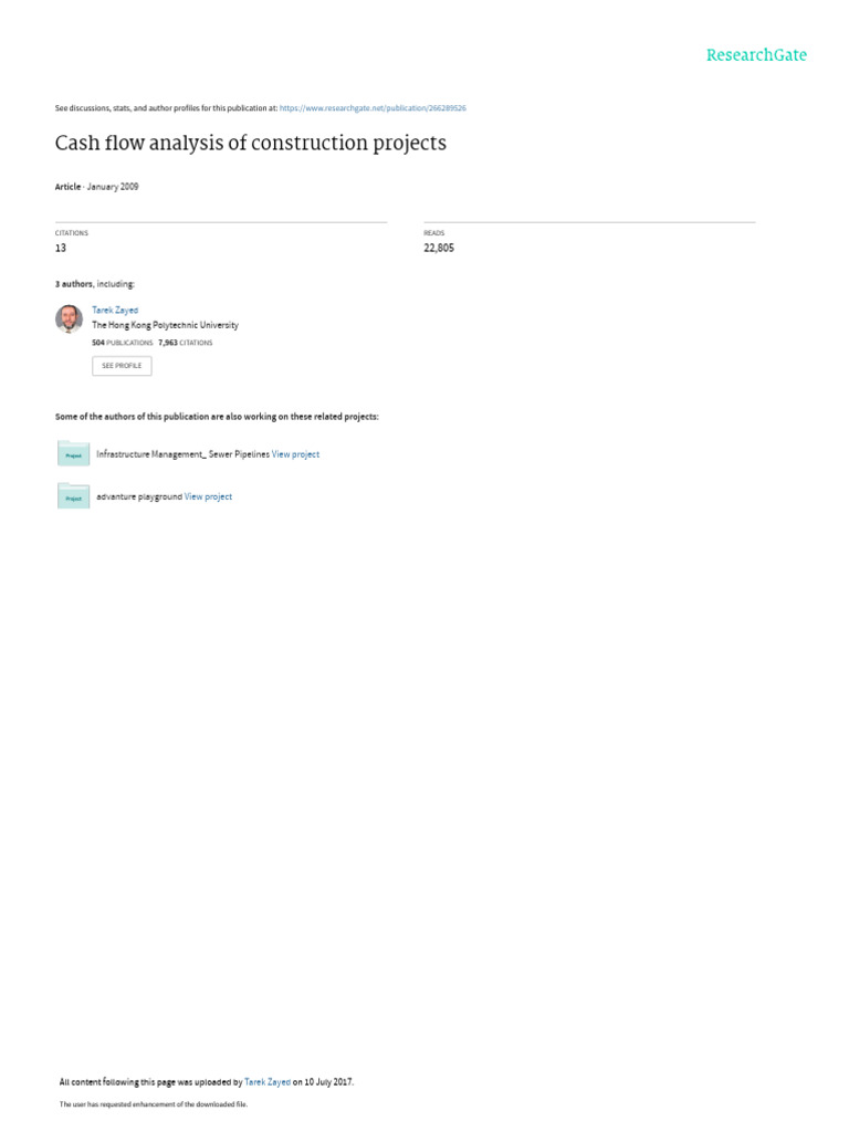 Cash Flow Analysis of Construction Projects | PDF | Forecasting ...