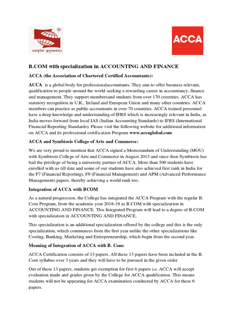 BCom-Accounting-Finance (Integrated ACCA) | PDF | Accounting | Accountant
