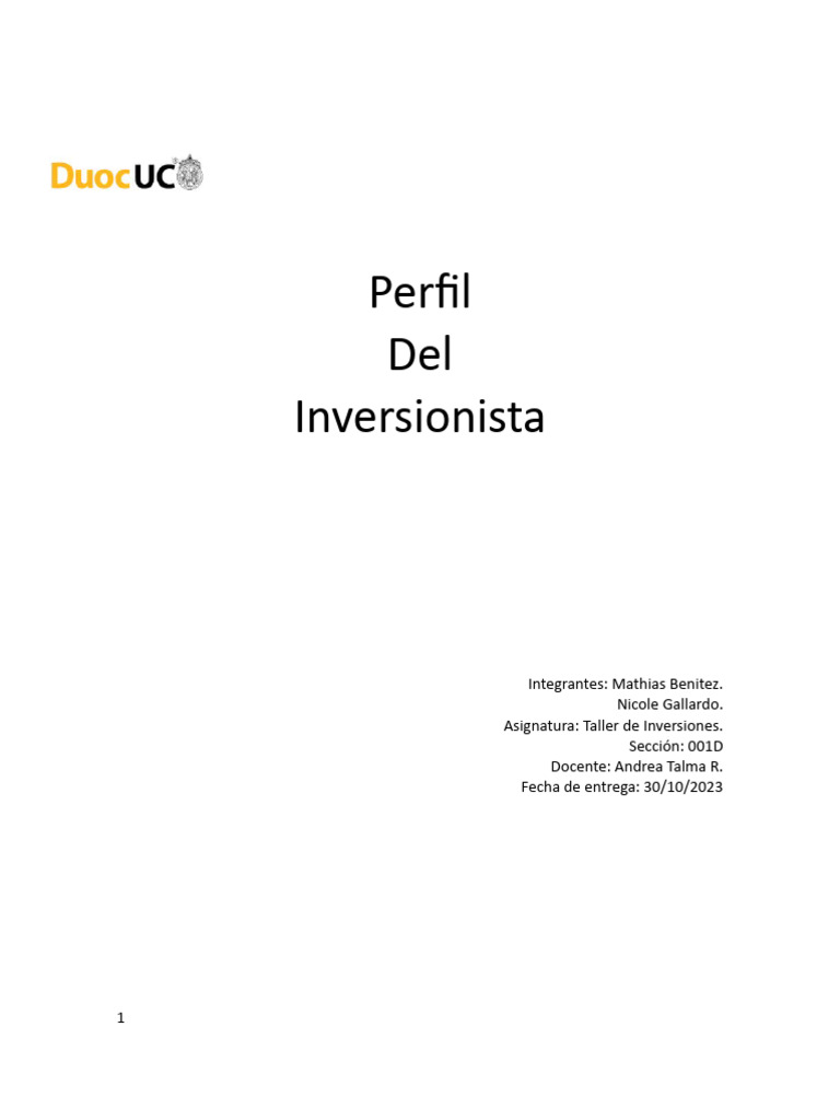 Perfil Del Inversionista Moderado | PDF | Portafolio (Finanzas ...