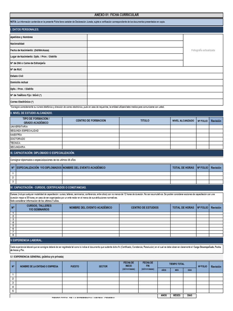 Ficha Curricular | PDF
