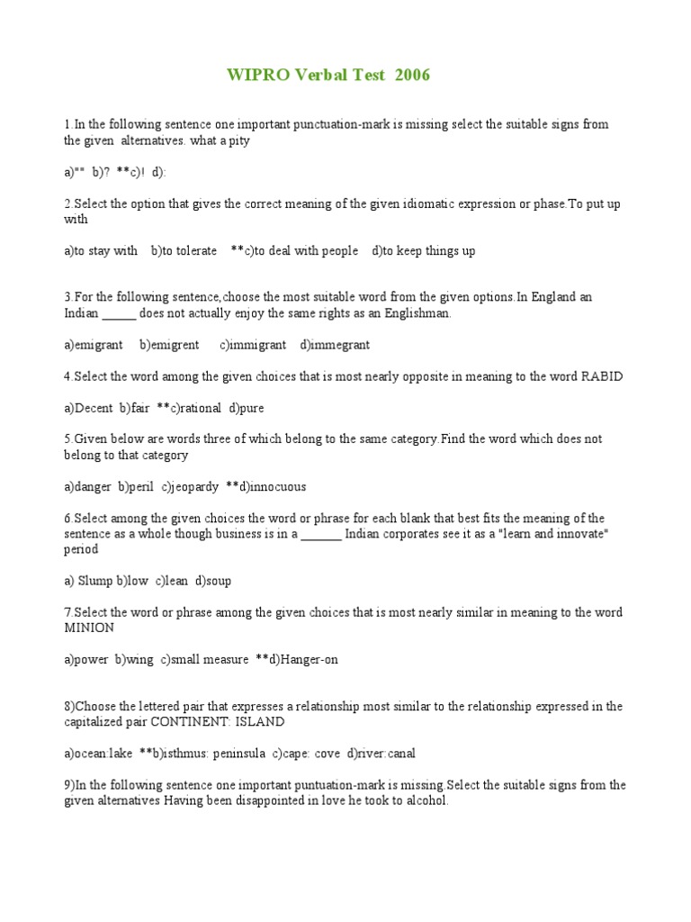 (WWW - Entrance-Exam - Net) - WIPRO Placement Sample Paper 2 | PDF | Parameter (Computer ...