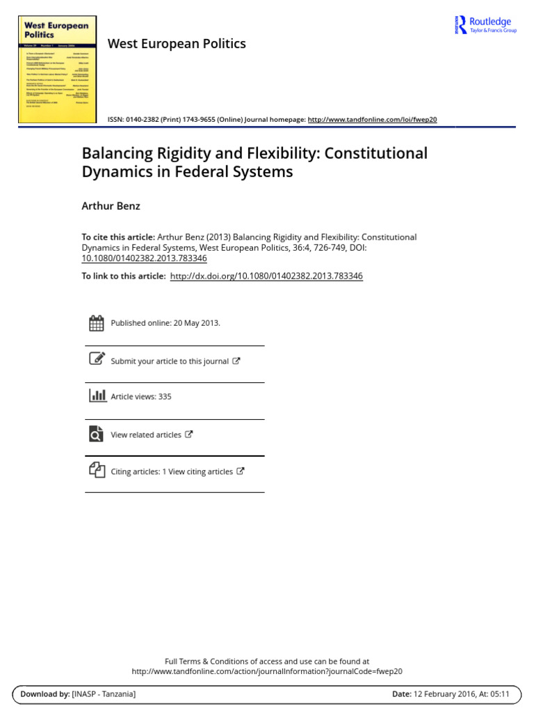 Balancing Rigidity and Flexibility Constitutional Dynamics in Federal ...