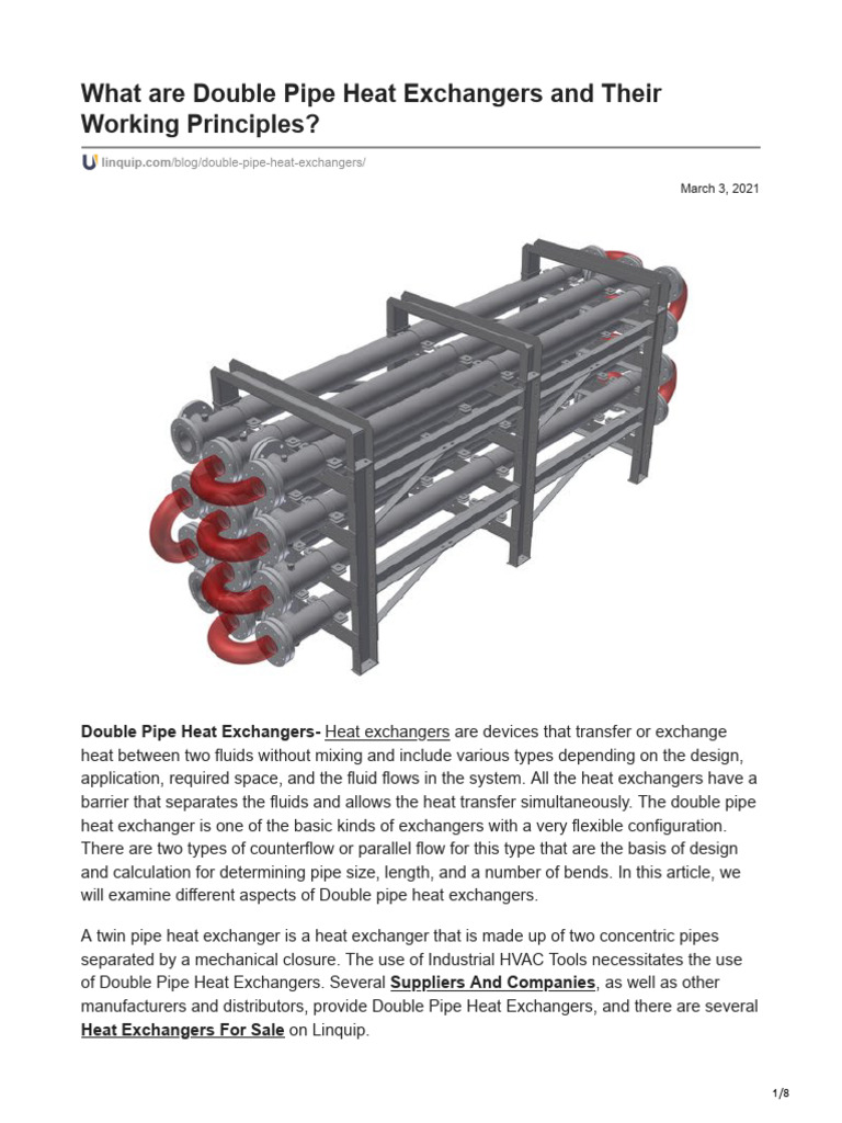 What Are Double Pipe Heat Exchangers and Their Working Principles | PDF | Heat Exchanger | Heat ...