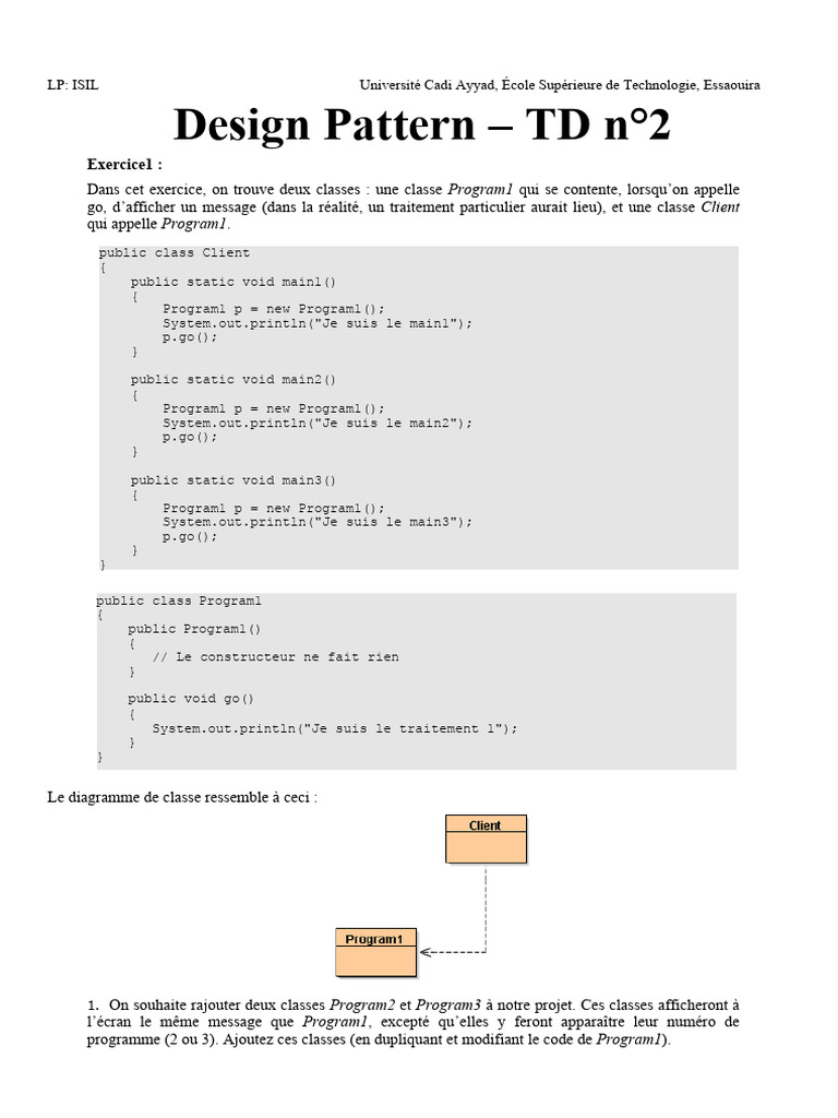 TD Pattern Part1 | PDF | Java (Langage de programmation) | Développement de logiciel