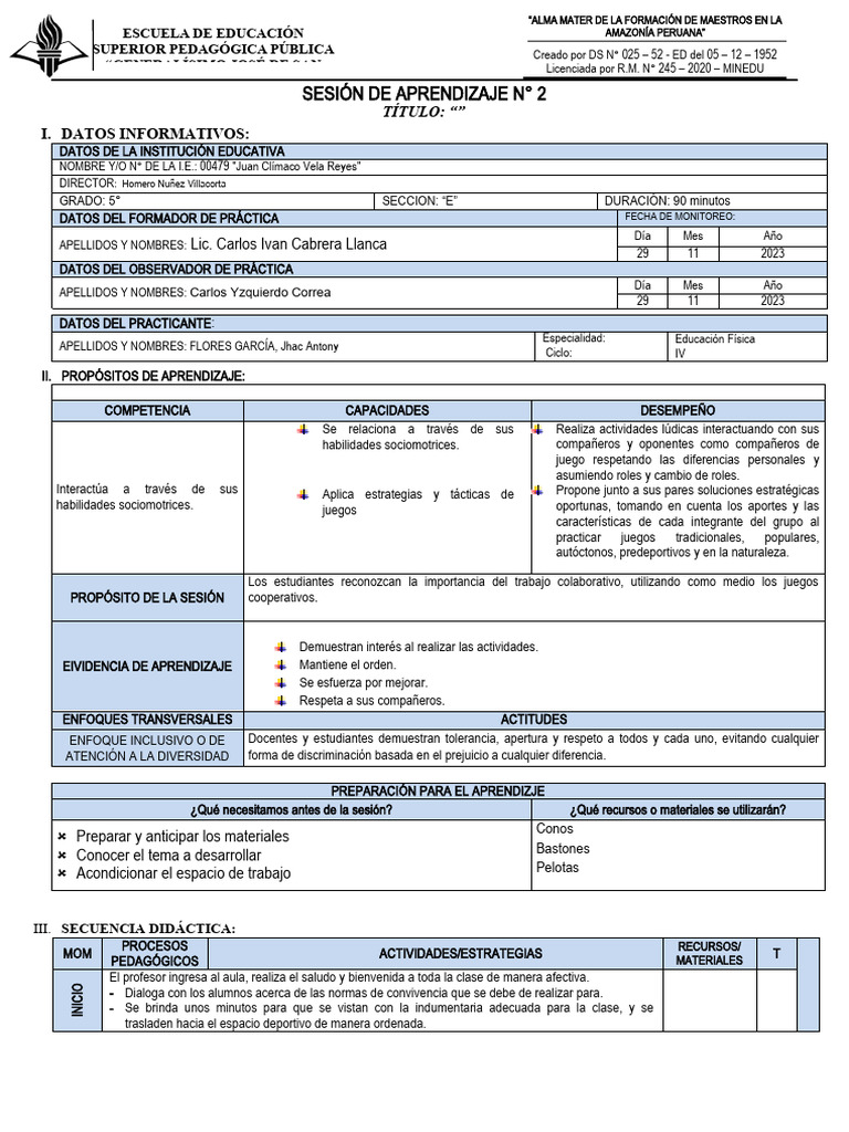 SESIÓN 5° | PDF | Maestros | Aprendizaje