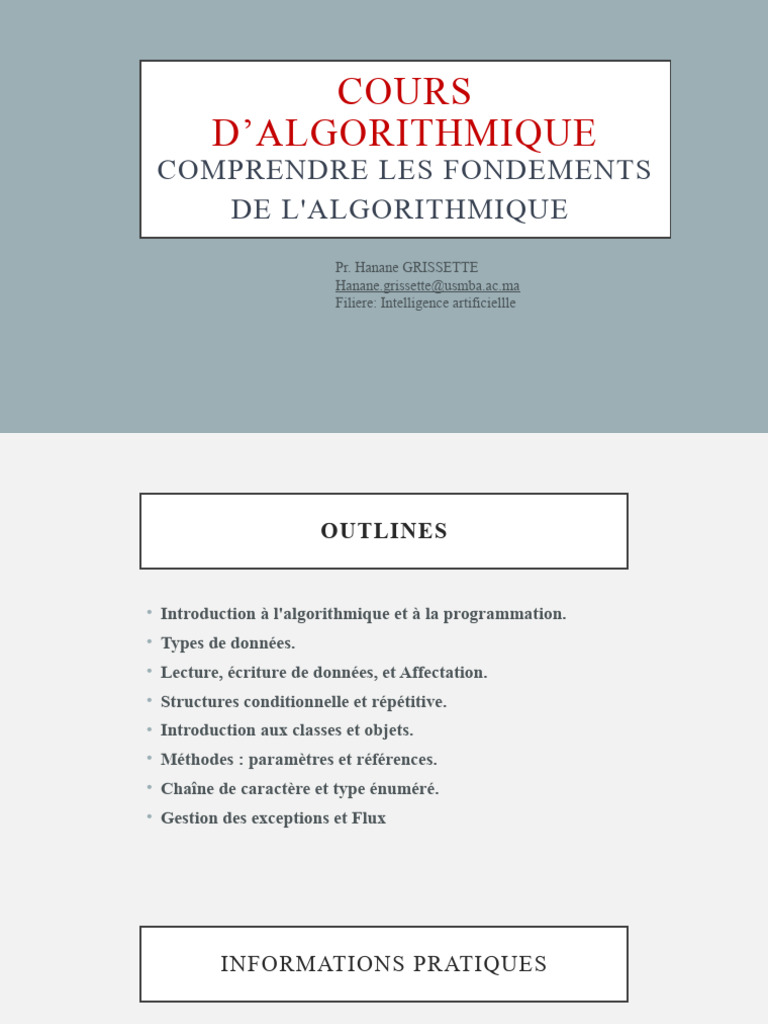 Algorithmic Part1 Pdf Structure De Contrôle Programmation Informatique 