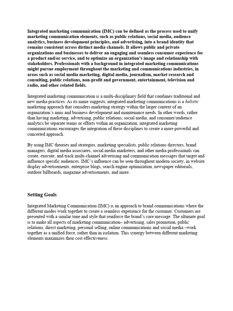 Setting Goals | PDF | Marketing Communications | Marketing