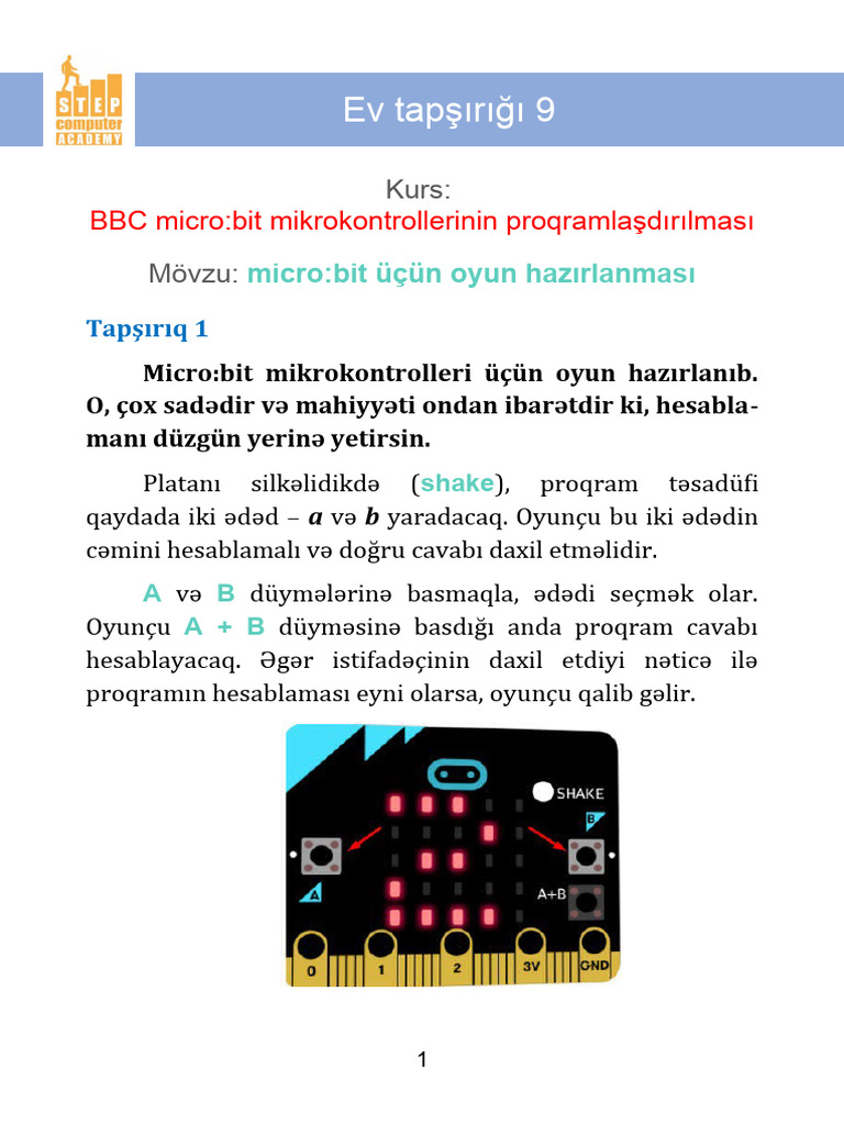 MicroBit - Ev Tapşırığı 9 | PDF