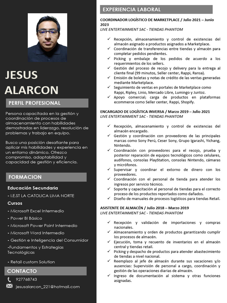 CV de Jesus Alarcon | PDF | Logística | Informática