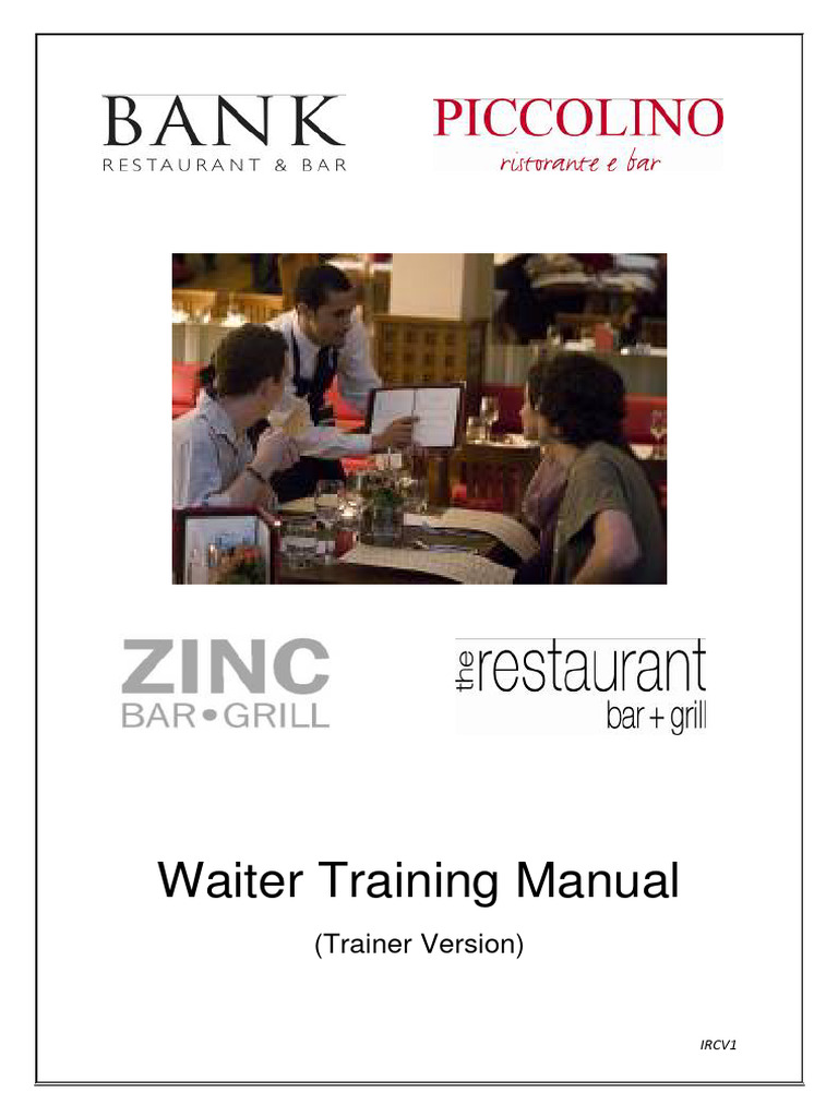 Waiter Training Manual Trainer Version Ircv1 | PDF | Waiting Staff | Menu