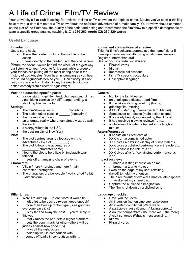 A Life of Crime - Film - TV Review | PDF