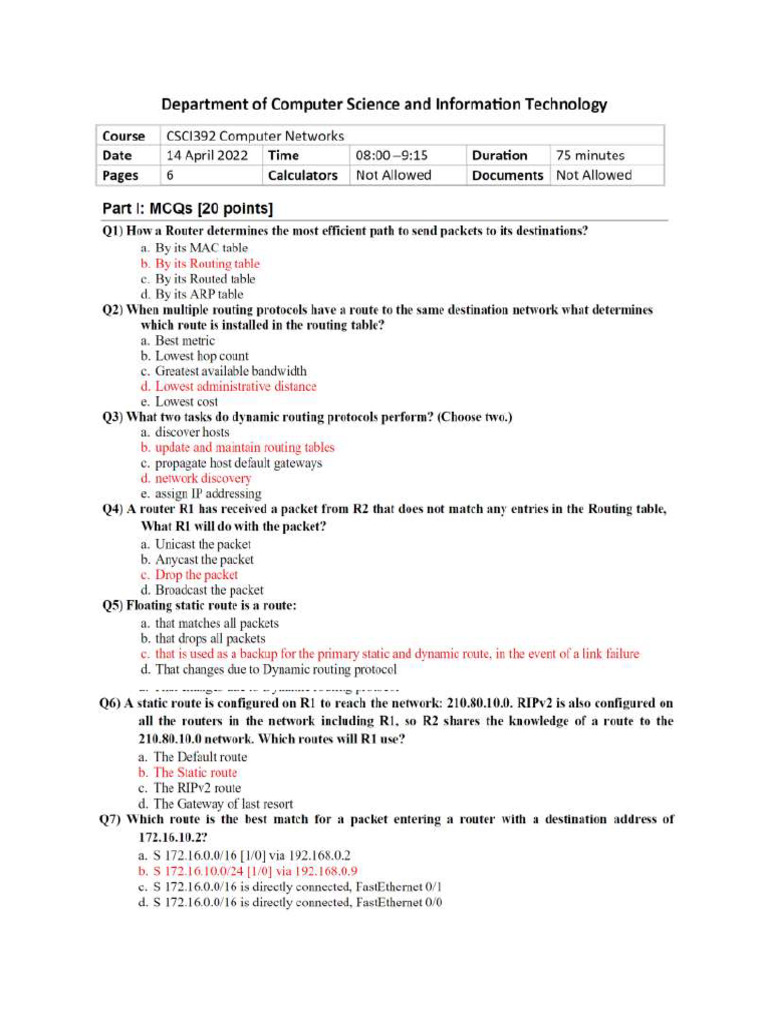 CSCI 392 Sample Midterm Exam 2022 | PDF